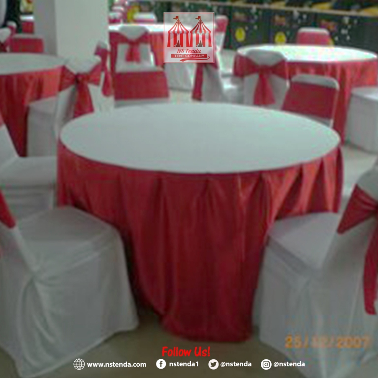 MEJA BULAT PUTIH MERAH « NS Tenda